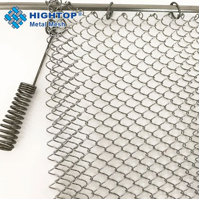 HTP-FM-002:Decorative Stainless Steel Metal Coil Curtain Fireplace Mesh ...